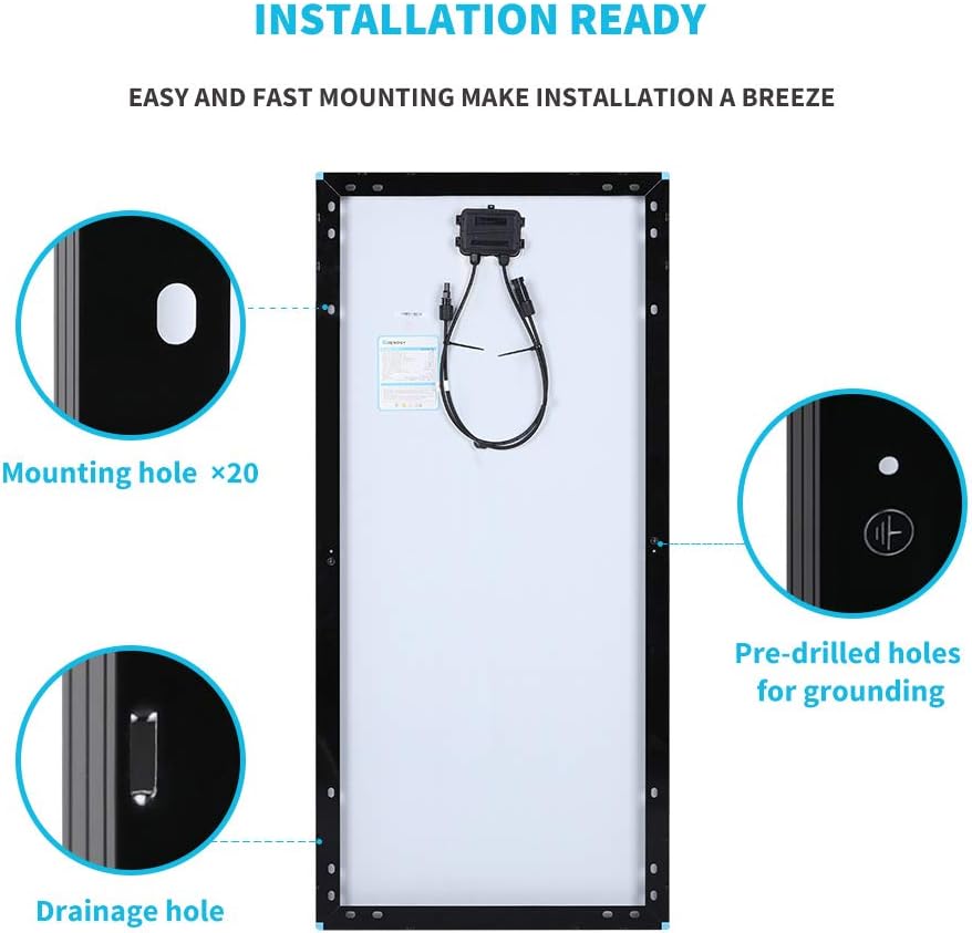 Renogy Solar Panel 100 Watt 12 Volt Eclipse Monocrystalline High ...