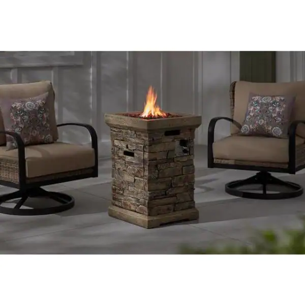 Hampton Bay 19 in. W x 29 in. H Square Stacked Stone Fire Column ...