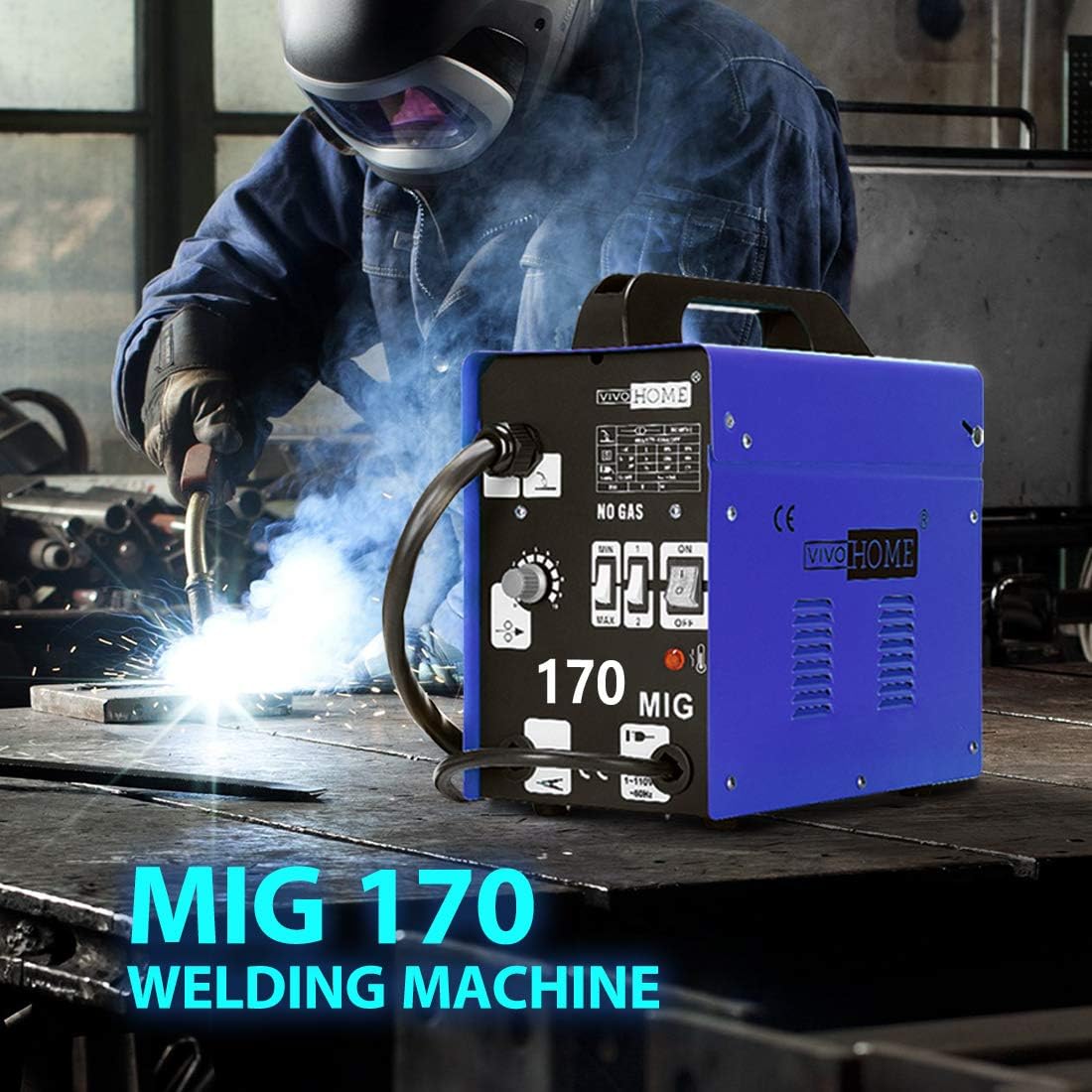 VIVOHOME MIG Welder 170 Flux Core Wire Automatic Feed Welding Machine ...