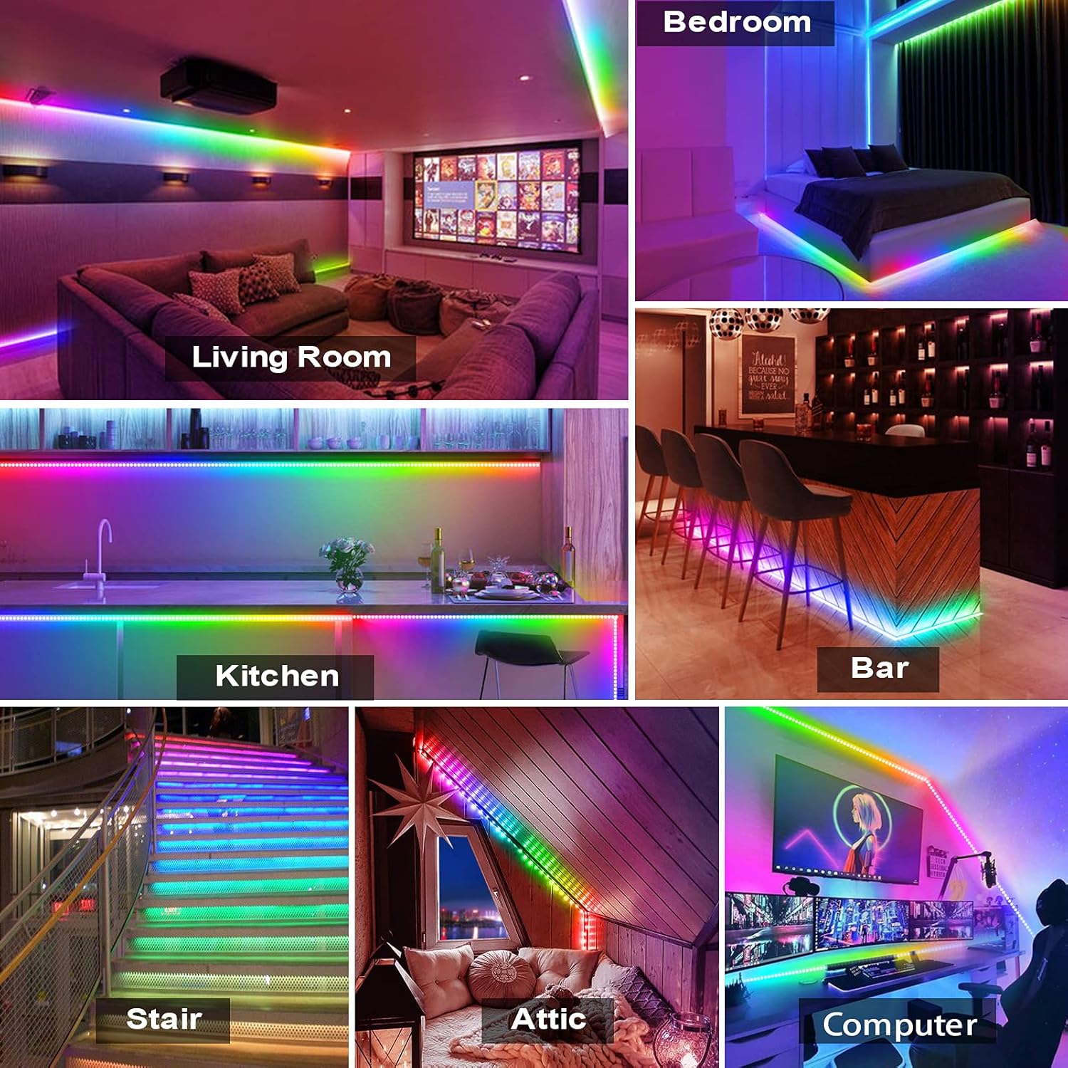 LED Strip Lights for Bedroom, 65.6 Feet Ultra-Long Dream Color LED ...
