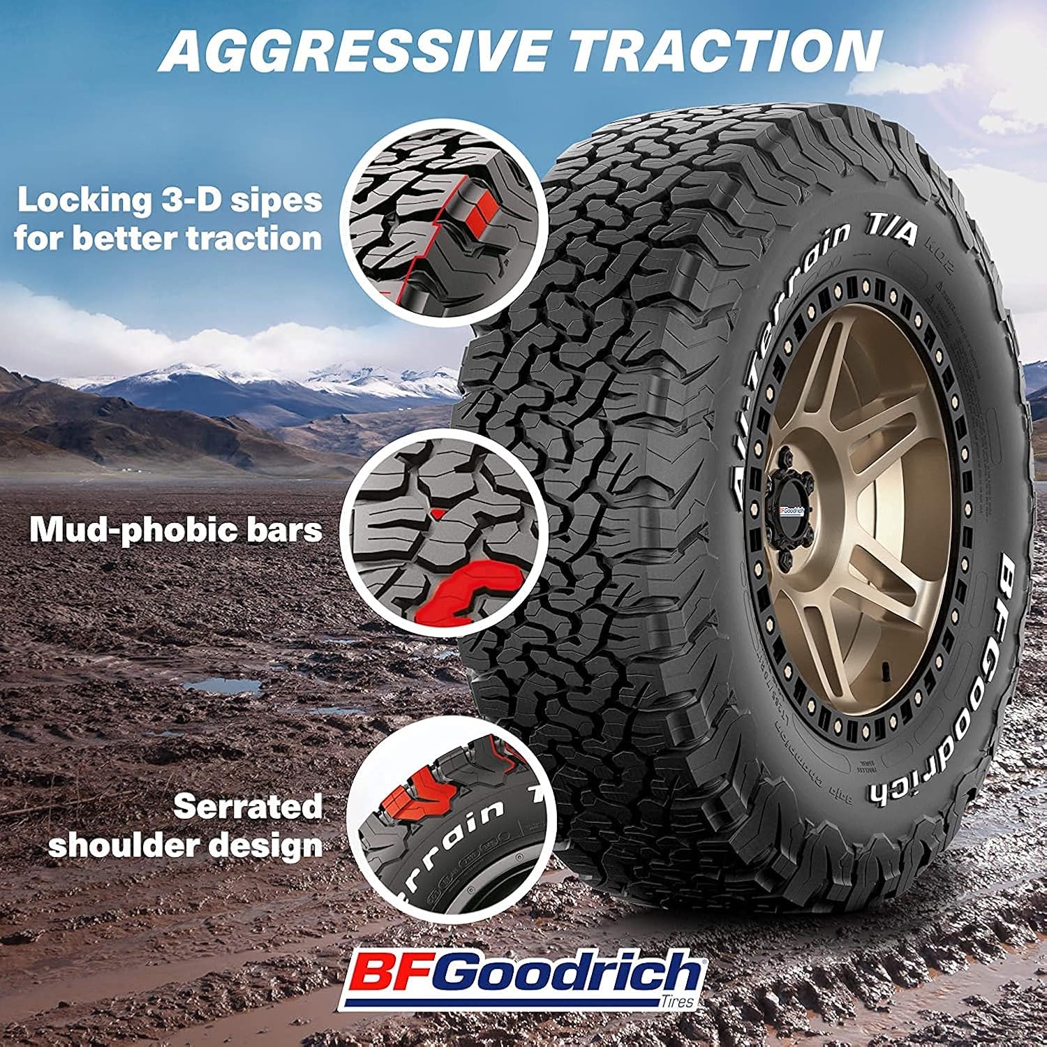 BFGoodrich All Terrain T/A KO2 Radial Car Tire for Light Trucks, SUVs, and Crossovers, 37x12 ...