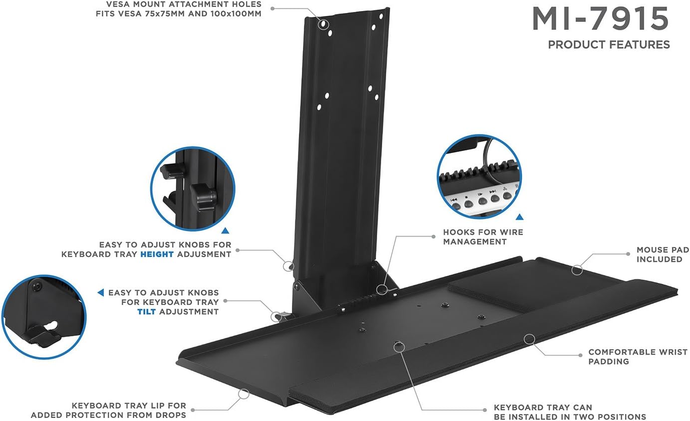 Mount-It! Monitor and Keyboard Wall Mount, Height Adjustable Standing ...