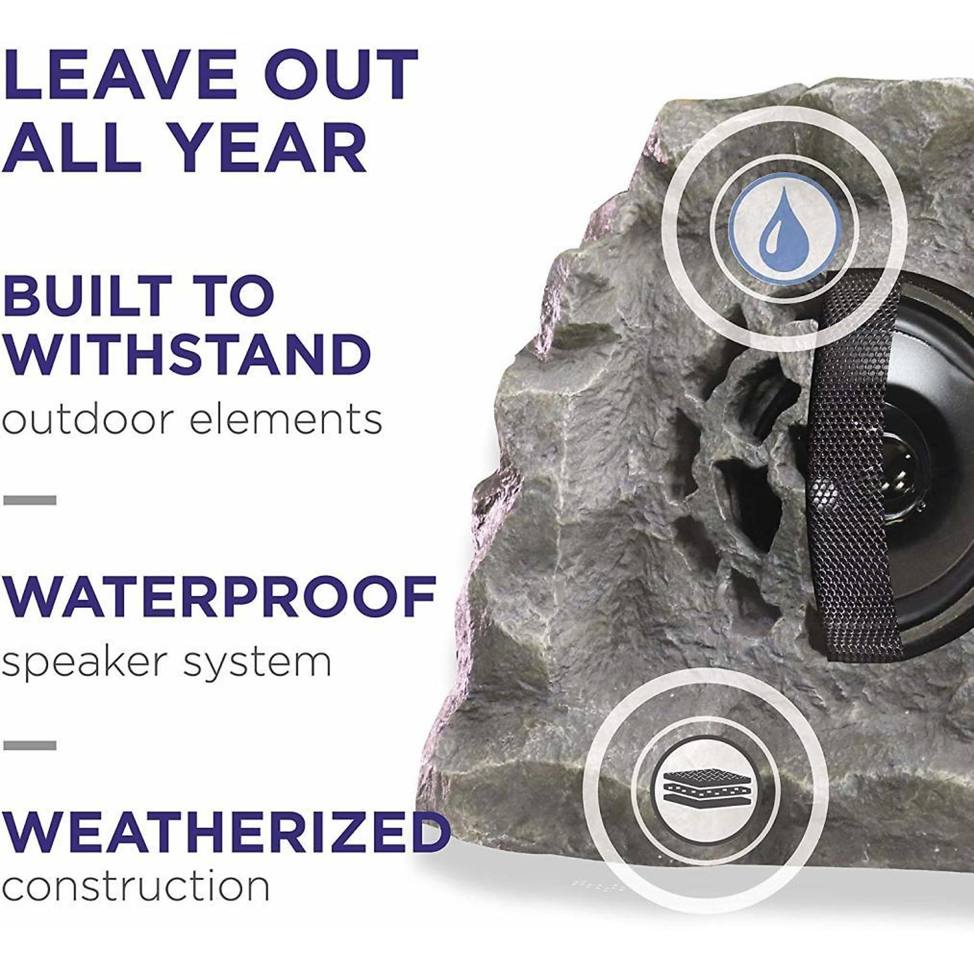 Alpine Corporation, Solar Bluetooth Enabled Rock Speaker - Gray, Model ...