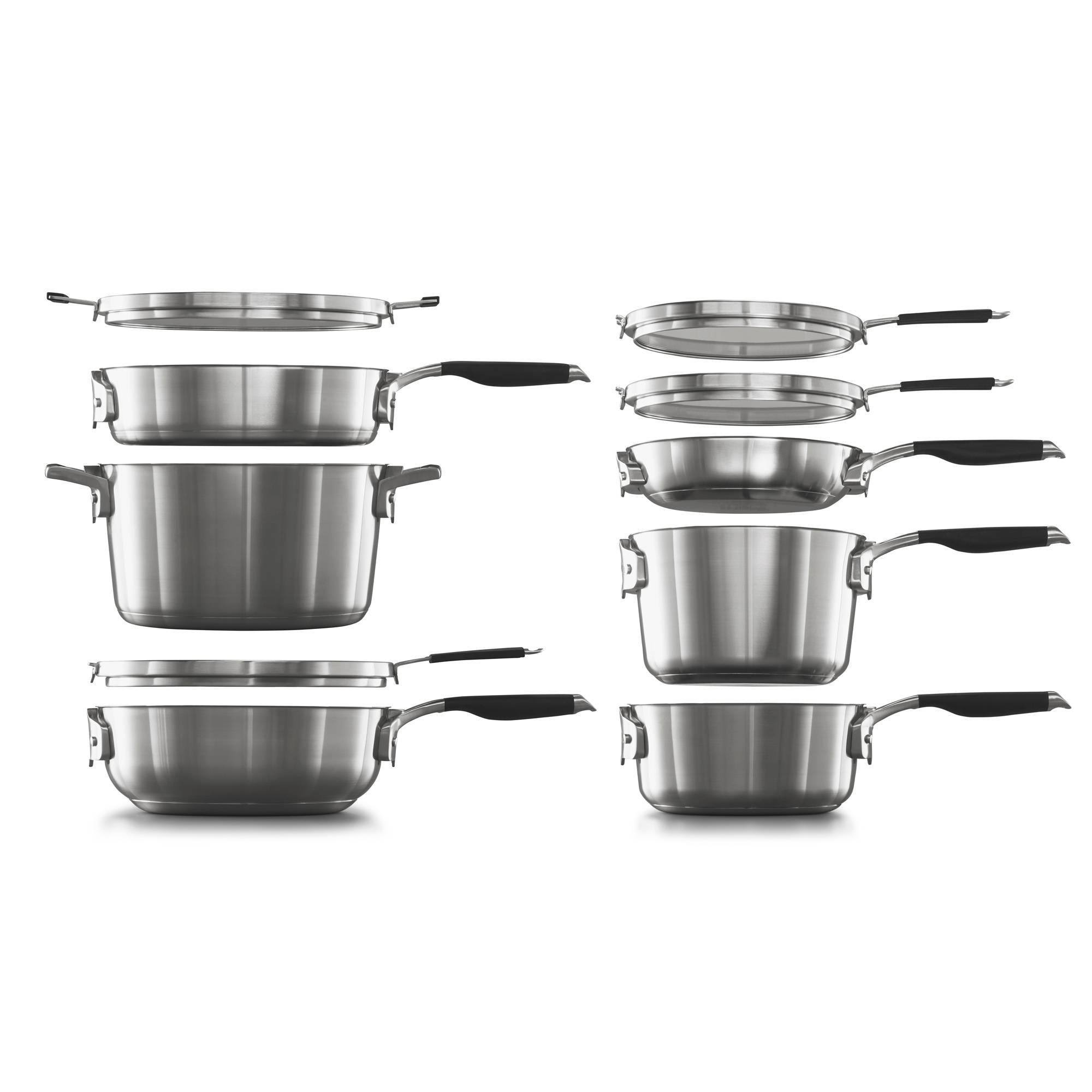 Select by Calphalon 10pc Stainless Steel Space Saving Set - Revivalcandy