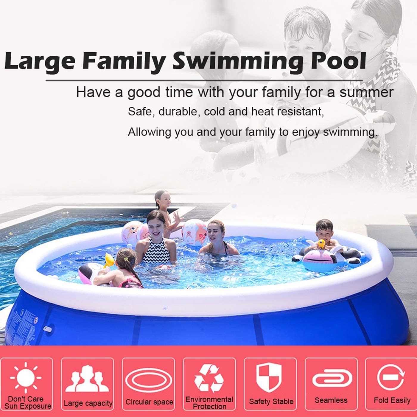 Family Inflatable Swimming Pools Above Ground, Portable Outdoor ...