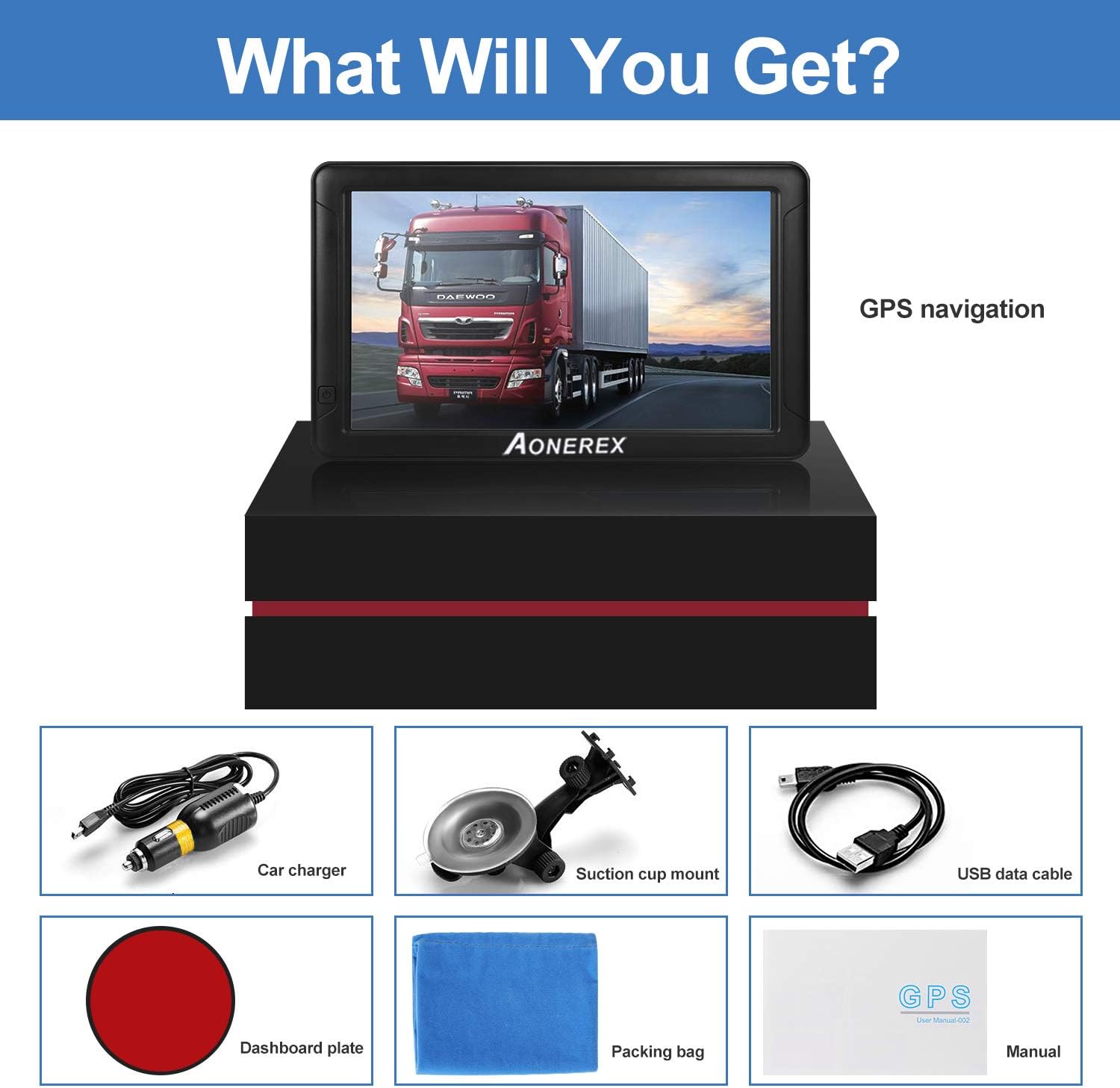 Aonerex GPS Navigation for car, 9-inch Car GPS High-Definition Touch ...