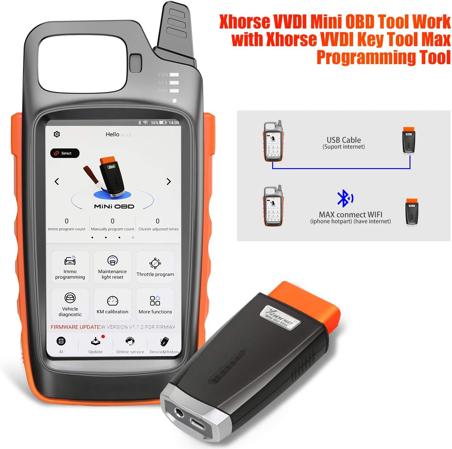 Xhorse VVDI Mini OBD Tool Work with Xhorse VVDI Key Tool Max Programming Tool - Revivalcandy