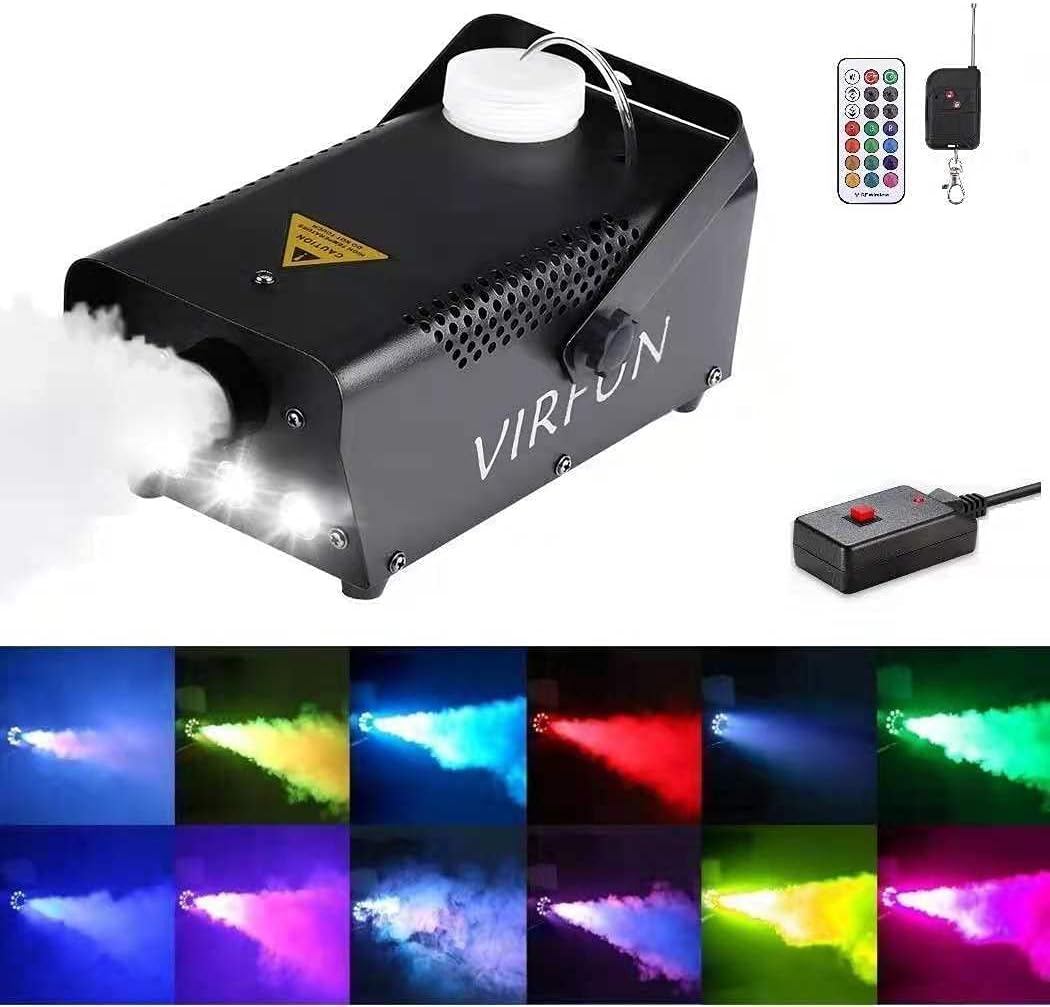 Fog Machine, VIRFUN 500W Smoke Machine Fog with 12 Colorful ...
