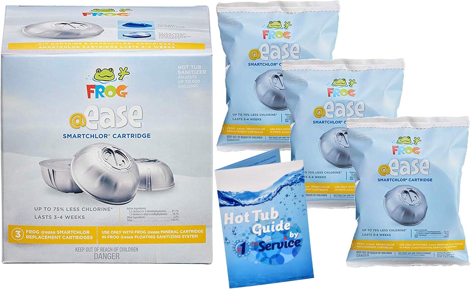 Frog @Ease Replacement SmartChlor Cartridges 3 Pack and Hot Tub Water Balance Guide - Revivalcandy