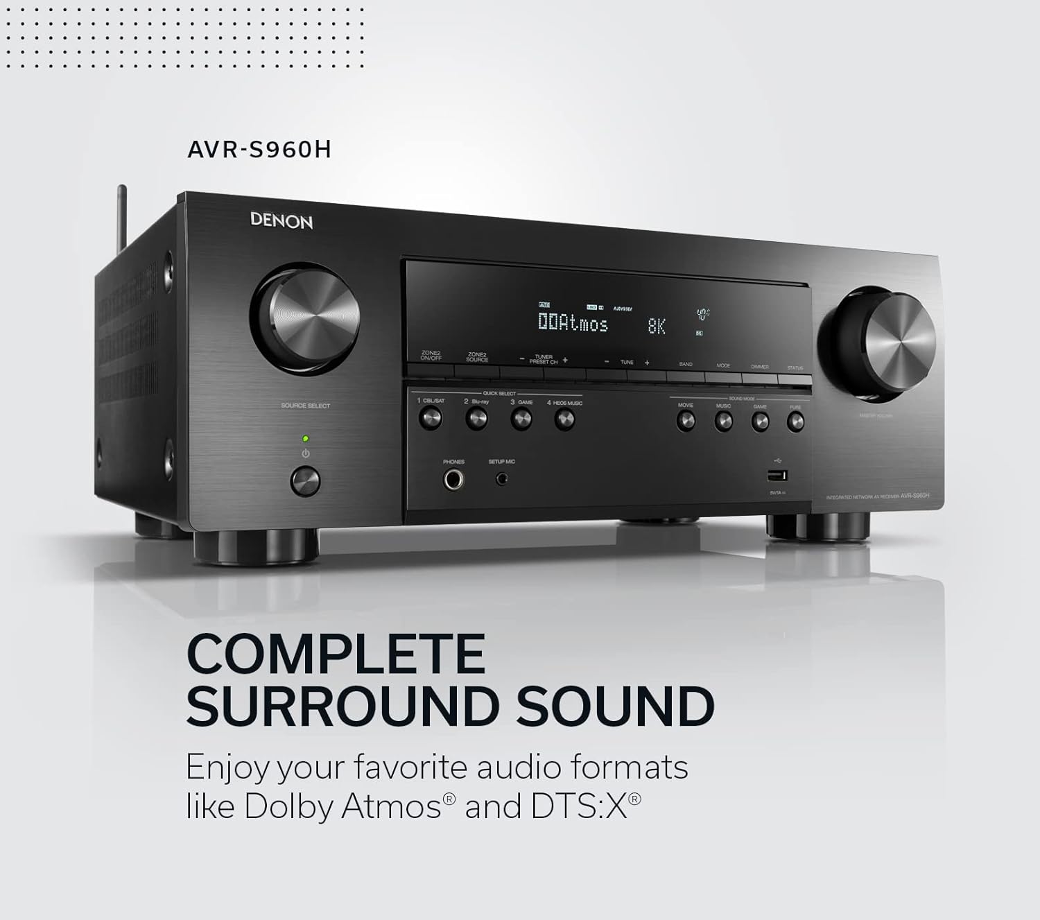 Denon AVR-S960H 8K Ultra HD 7.2 Channel (90Watt X 7) AV Receiver 2020 ...