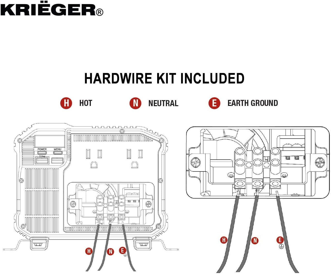 Krieger 2000 Watts Power Inverter 12V to 110V, Modified Sine Wave Car ...