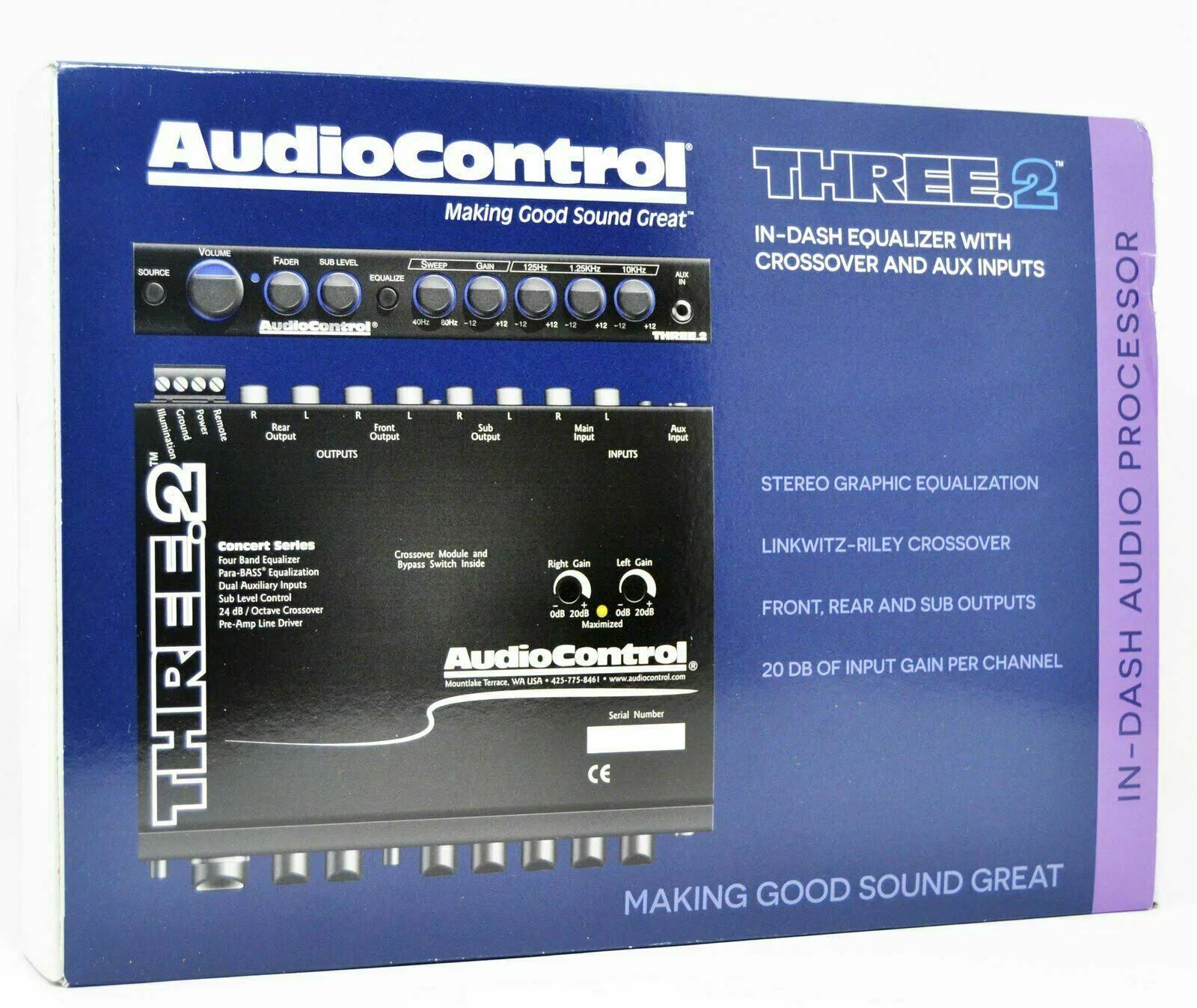 AudioControl Three.2 In-Dash Equalizer Subwoofer Crossover Dual ...