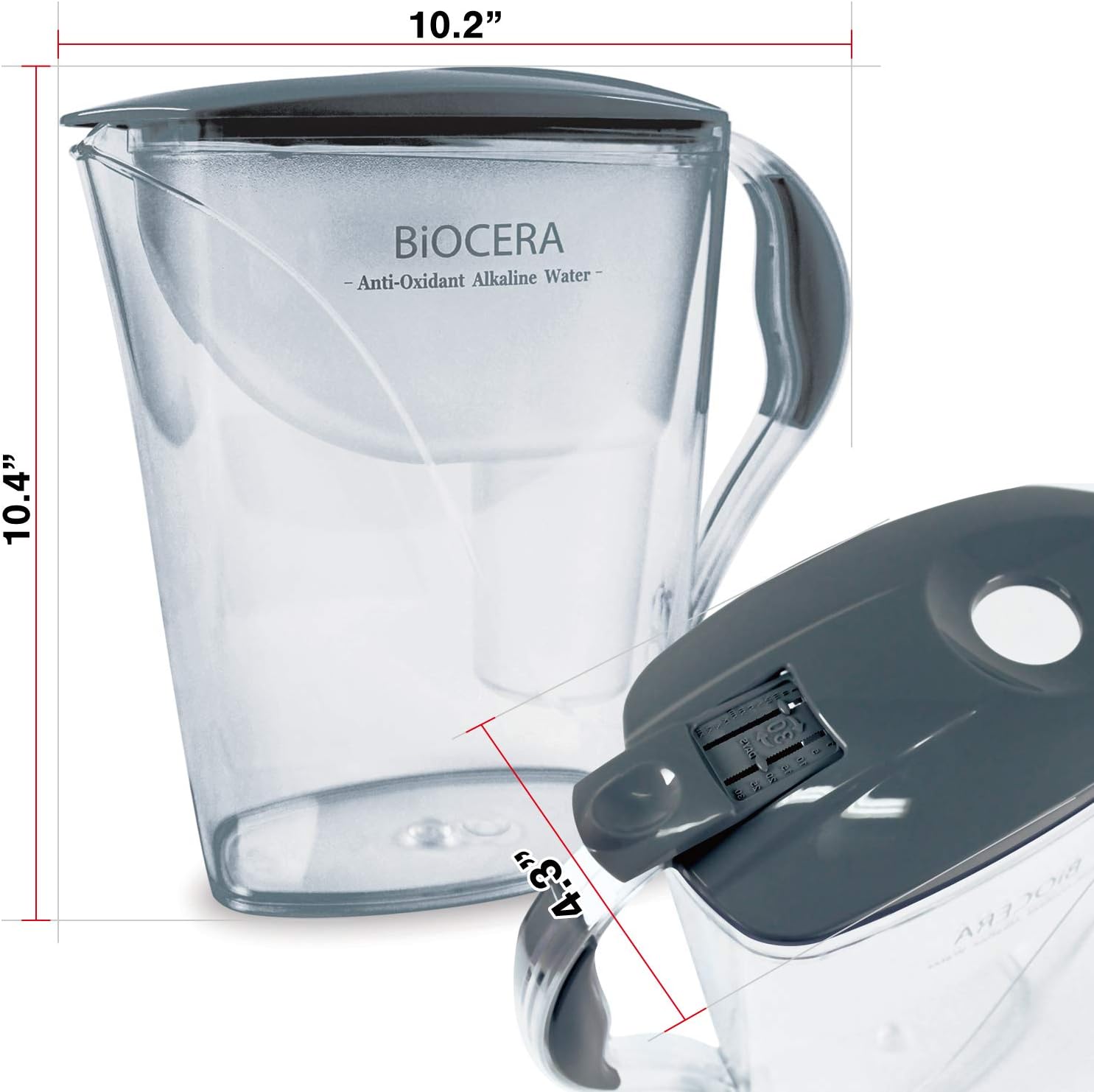 BIO CERA Alkaline Antioxidant Water Filter Pitcher (Includes 2 FREE ...
