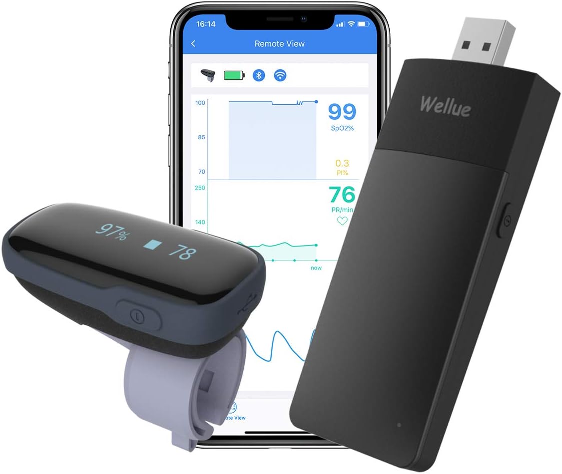 Wellue Oxylink Remote WiFi Sleep Tracker| Bluetooth and Alarm for Real Time Tracking, Portable ...