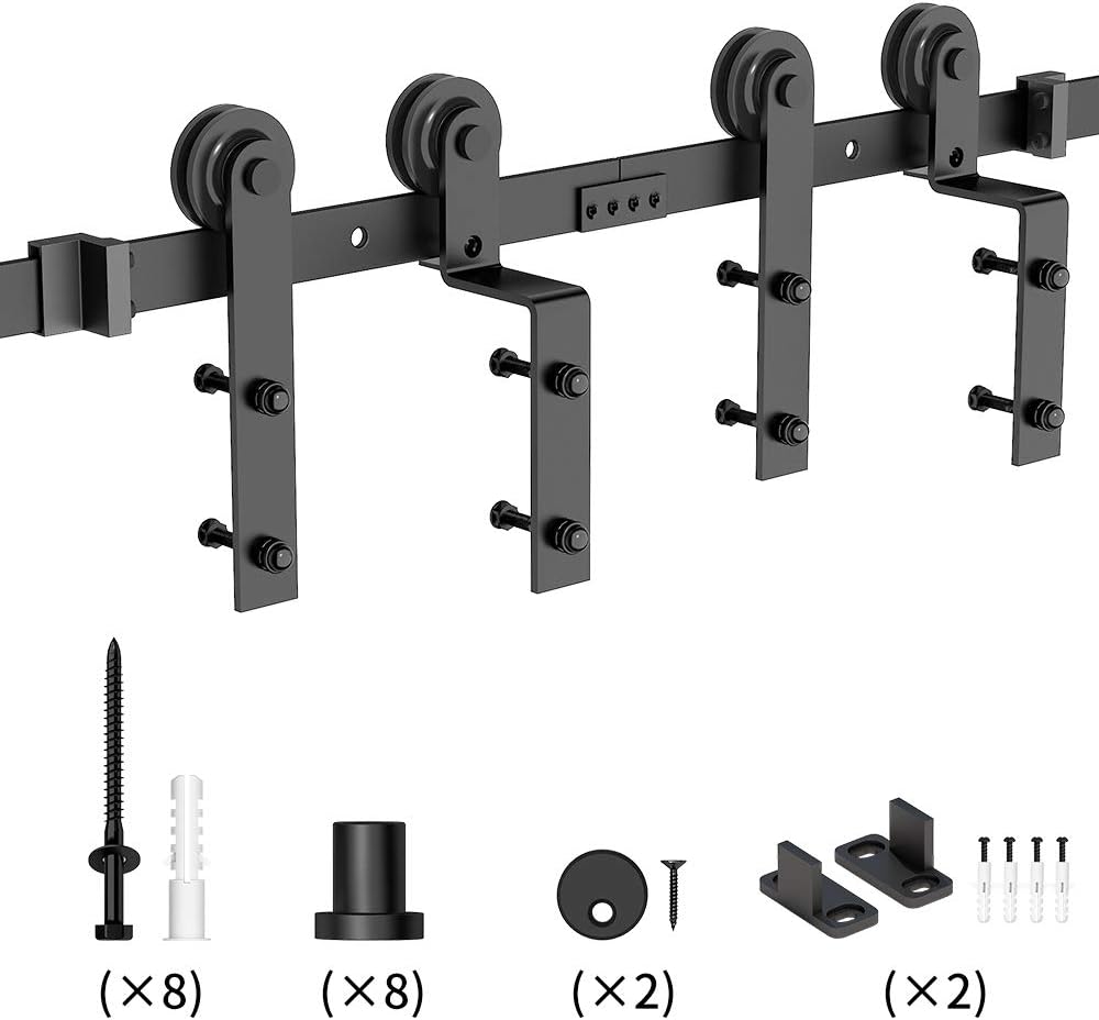 skysen 5FT Heavy Duty Sliding Barn Door Hardware Single Track Bypass ...