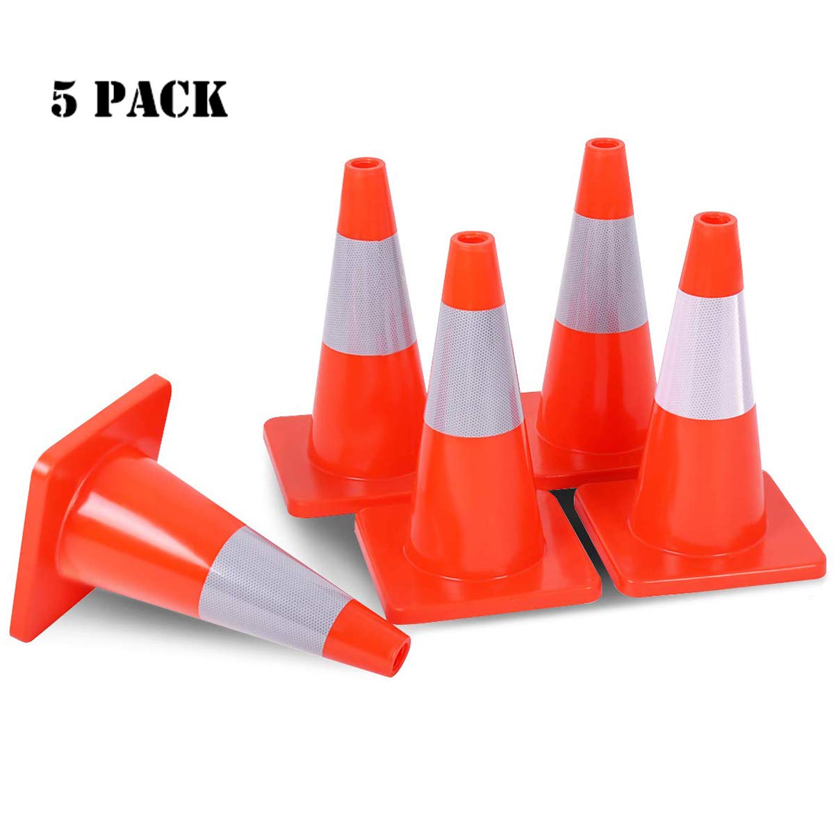 Goplus 5PCS Traffic Cones, 18" PVC Safety Road Parking Cones Driving ...