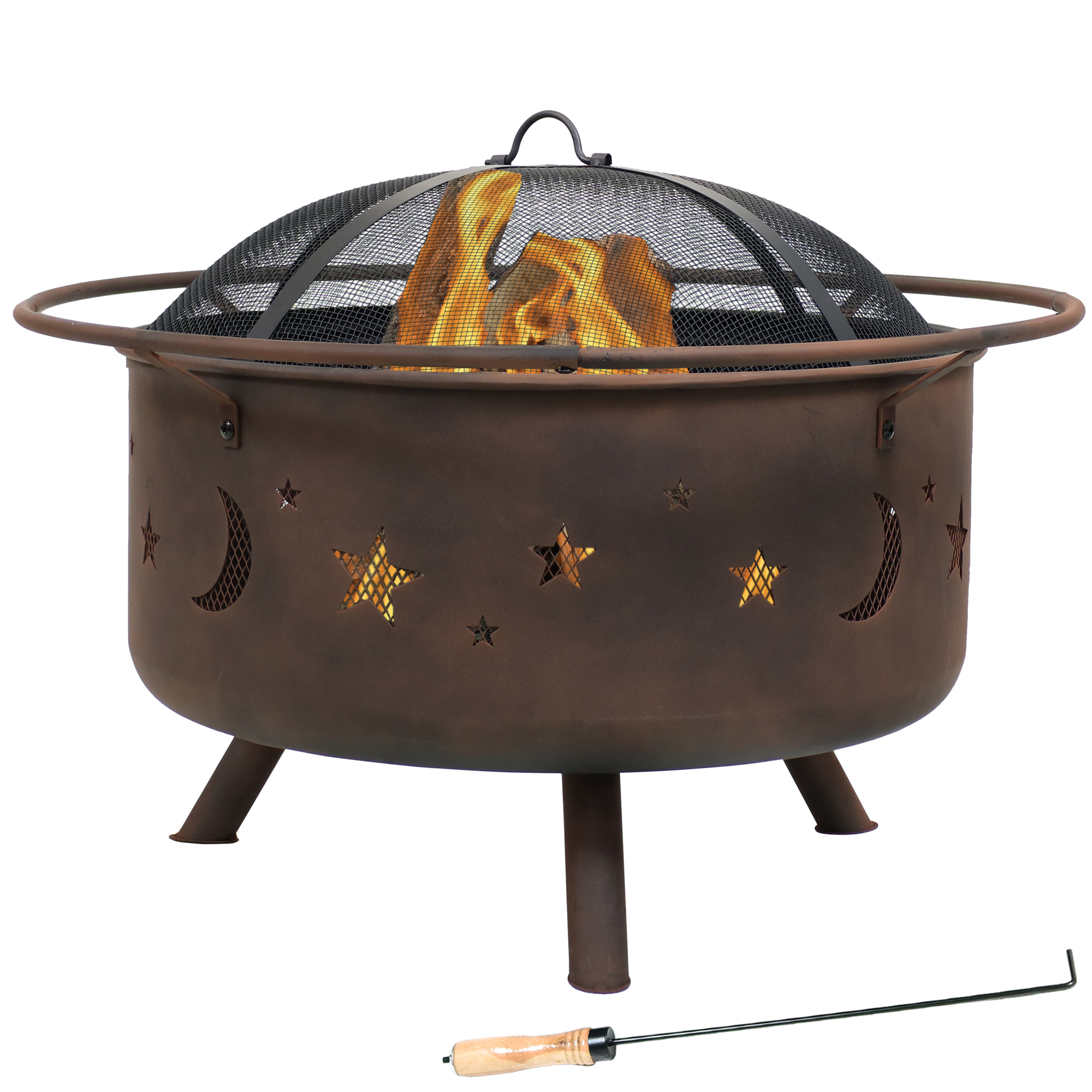 Sunnydaze Decor, Cosmic Fire Pit with Cooking Grill - 30in., Diameter ...