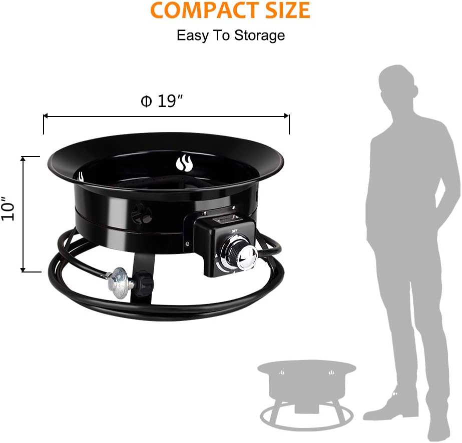 Camplux Portable Propane Gas Fire Pit, Outdoor Smokeless Fire Bowl for ...