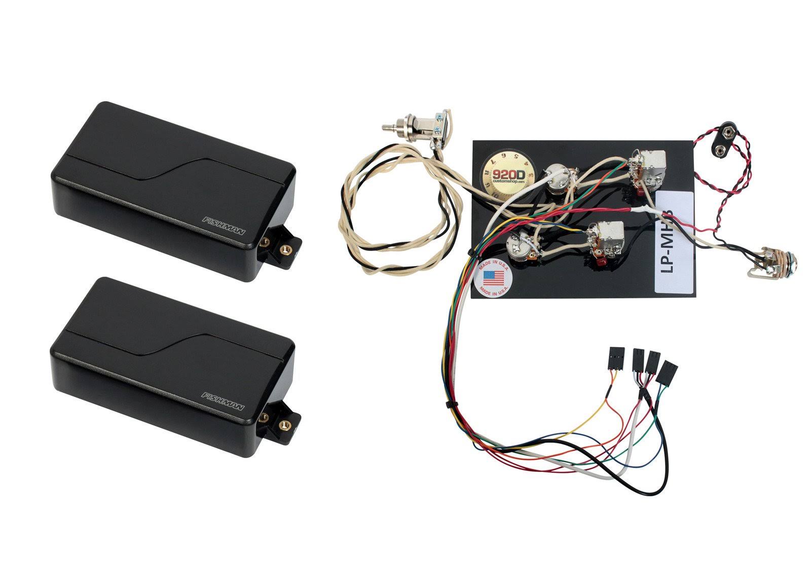 Fishman Fluence Modern Humbucker Pickup Set, Black + Prewired Les Paul ...