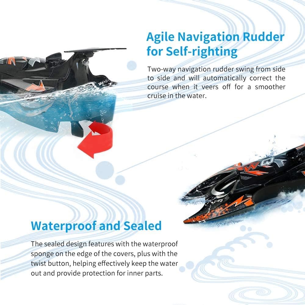 RC Boat Toy 2.4Hz Remote Control Speed Boat Dual Motors Self-Righting ...