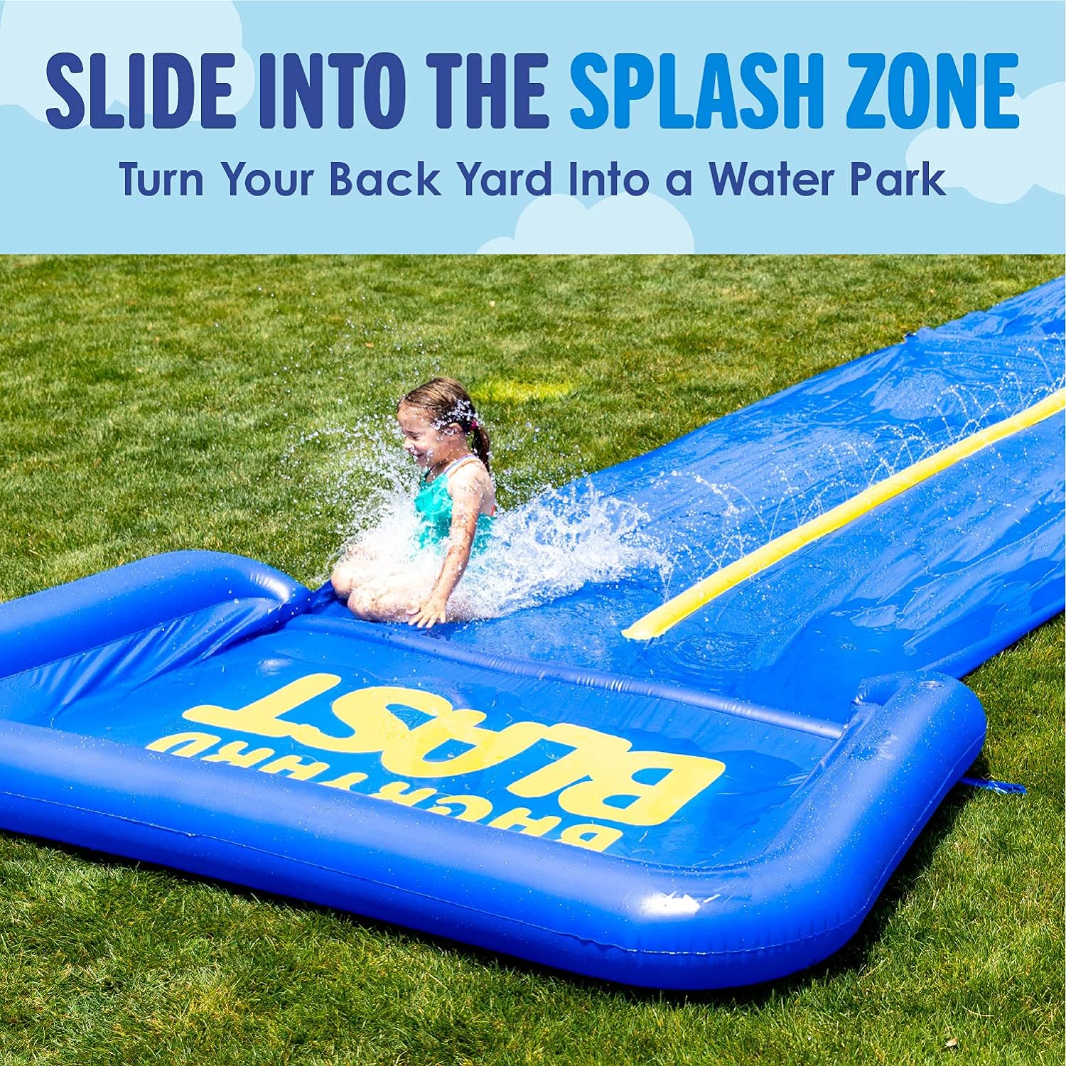 BACKYARD BLAST - 30' Waterslide with Splash Zone - Easy to Setup ...