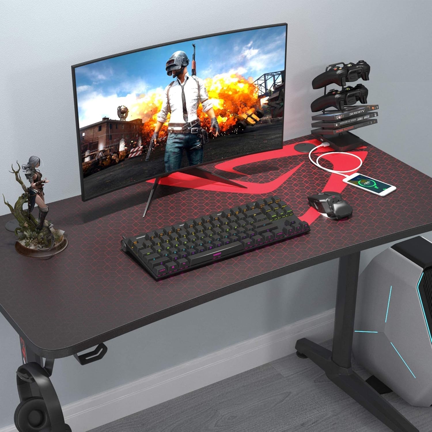 It's_Organized 60 inch Gaming Desk Racing Style Computer Desk with Free ...