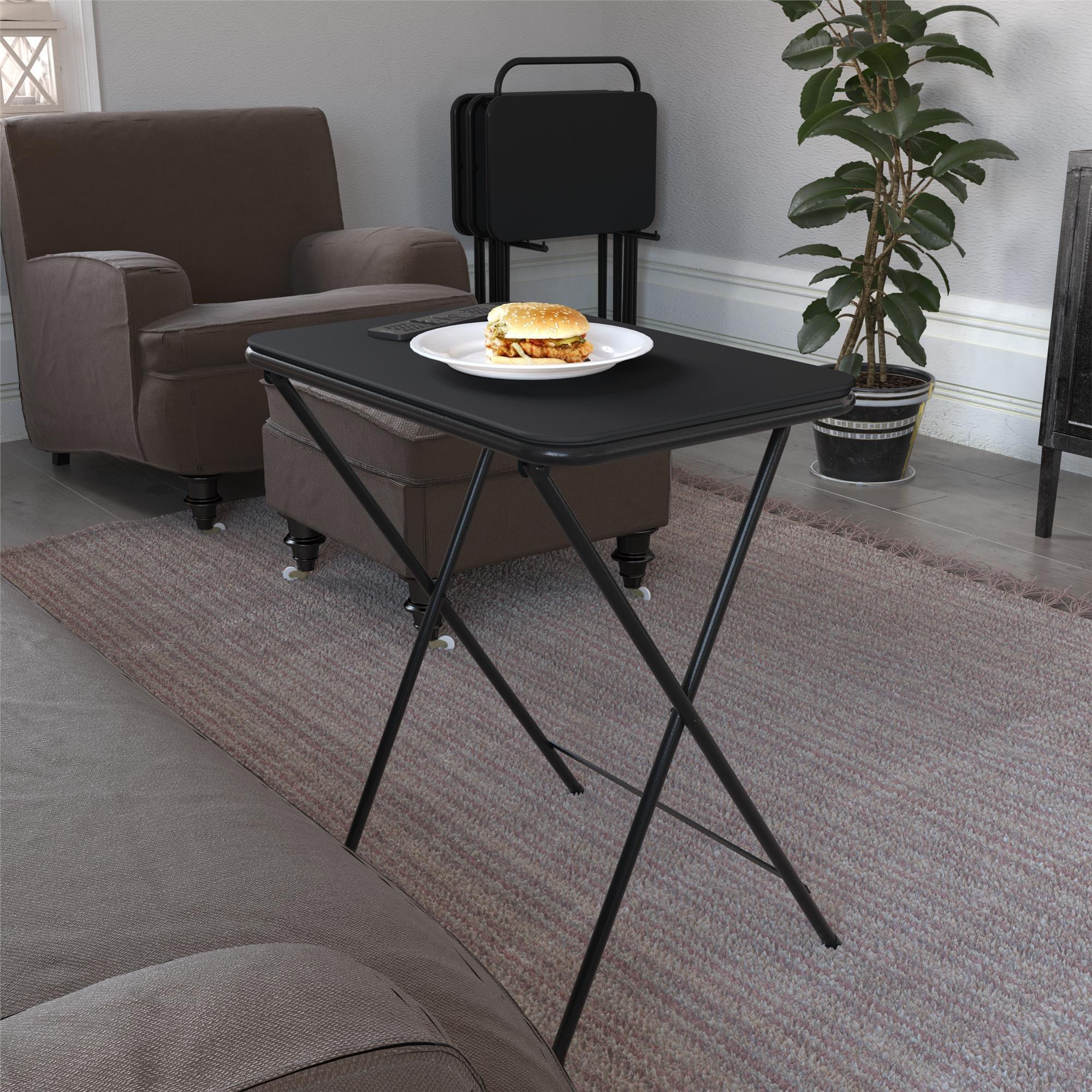 Cosco, 5-PC Folding Vinyl Top TV Tray Set, w/Storage Rack, Height 1 in ...