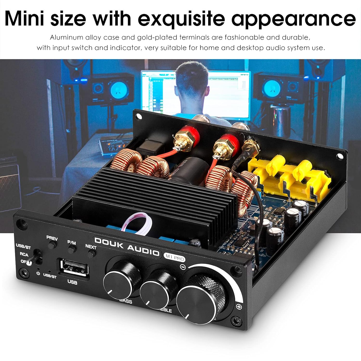 Hi-Fi 320W Bluetooth 5.0 Power Amplifier Stereo Active Subwoofer Amp 2 ...