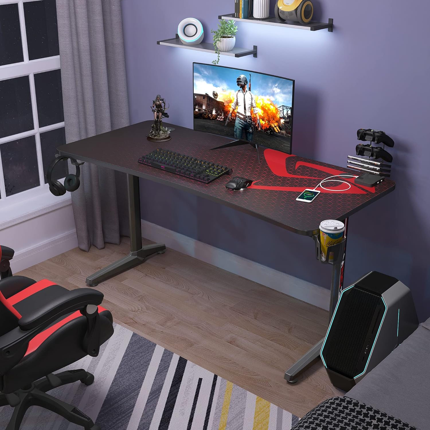 It's_Organized 47 inch Gaming Desk Racing Style Computer Desk with Free ...