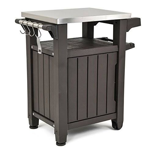Keter Unity Indoor Outdoor BBQ Entertainment Storage Table/Prep Station ...