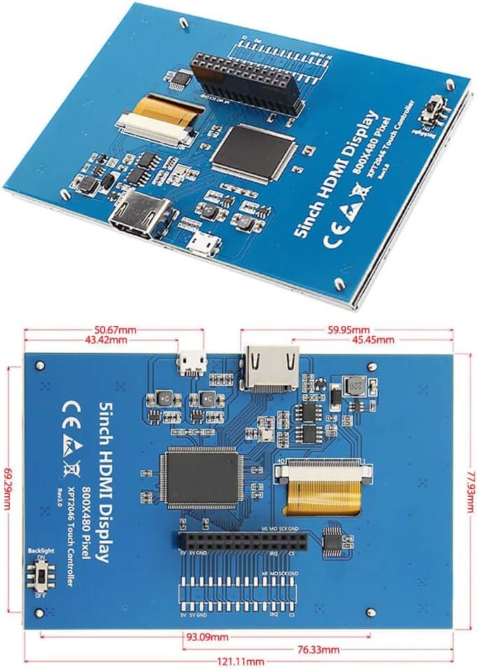 ELECROW 5 Inch Raspberry Pi Screen Touchscreen 800x480 TFT LCD Display ...