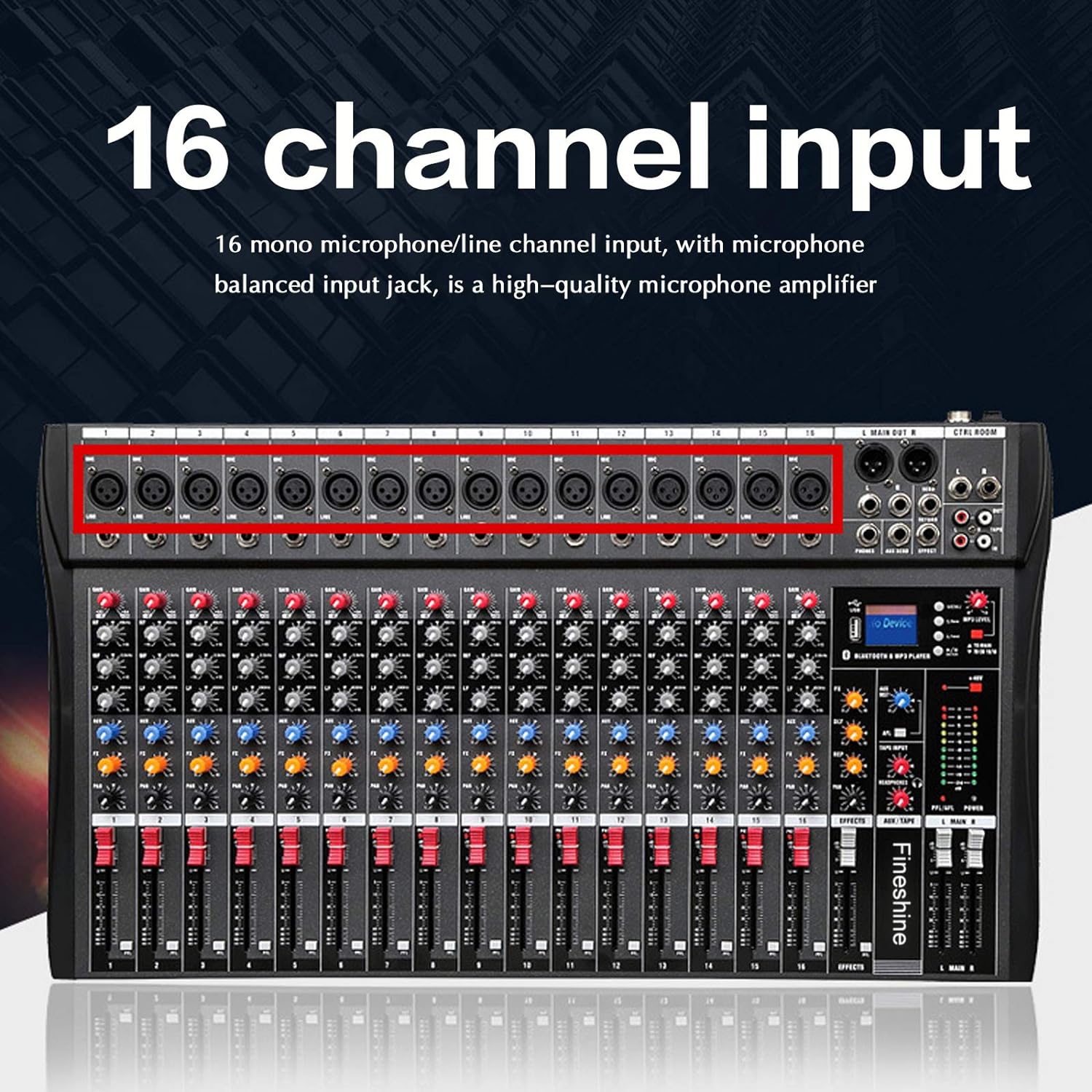 Fineshine 8/12/16 Channel Audio Mixer Sound Mixing Console with ...