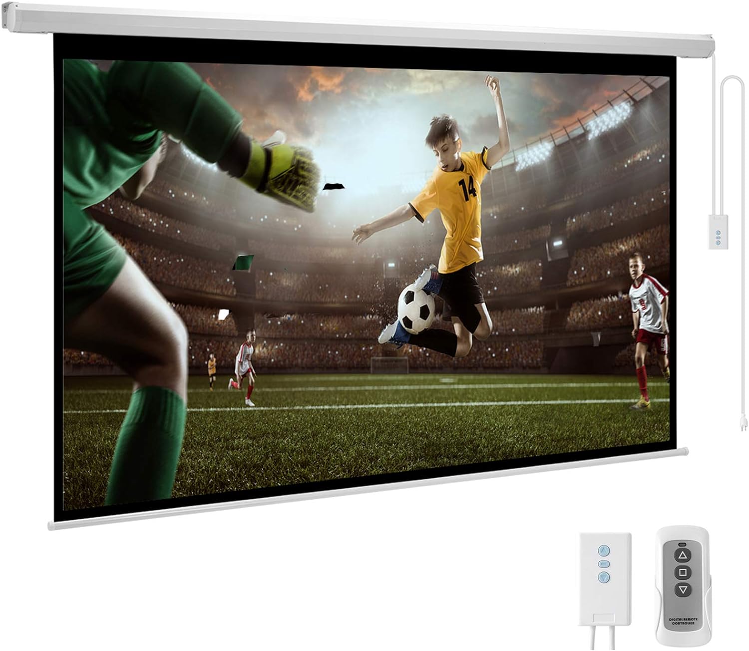 YODOLLA 100inch Motorized Projection Screen, 16:9 4K 3D HD Electric ...