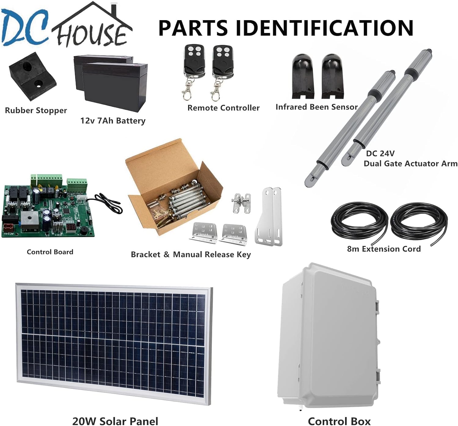Automatic Solar Gate Openers with Remote Complete Kit Heavy Duty 24V AC ...