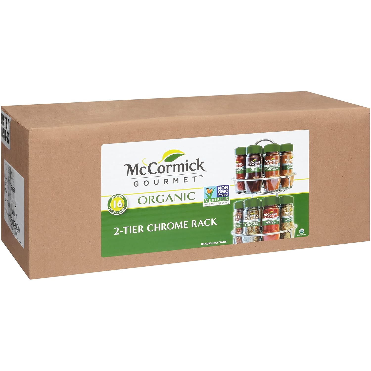 McCormick Gourmet Two Tier Chrome 16 Piece Organic Spice Rack Organizer ...