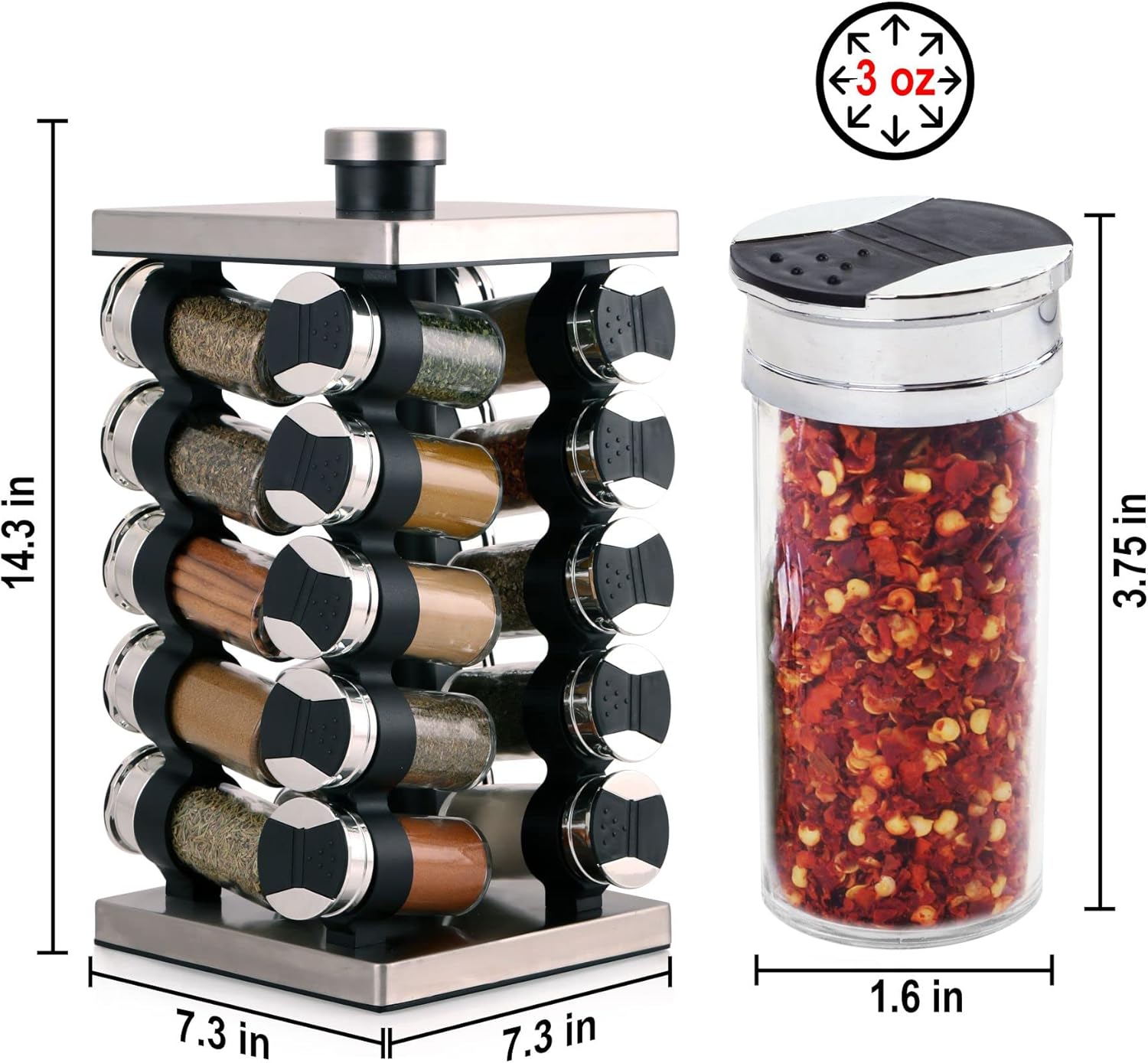 Orii Rotunda 20 Jar Spice Rack Filled with Spices & Top Label ...