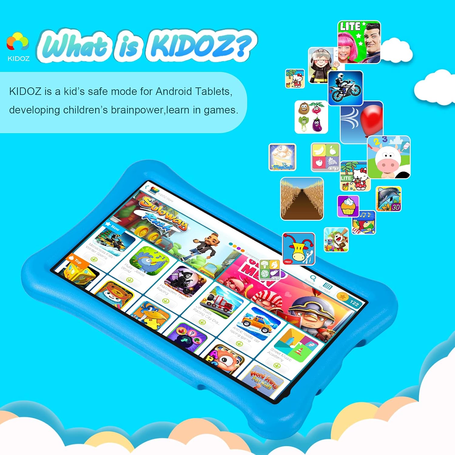7 inch Kids Tablets KIDOZ APP Pre-Installed, Android 10 Go, 360 ...
