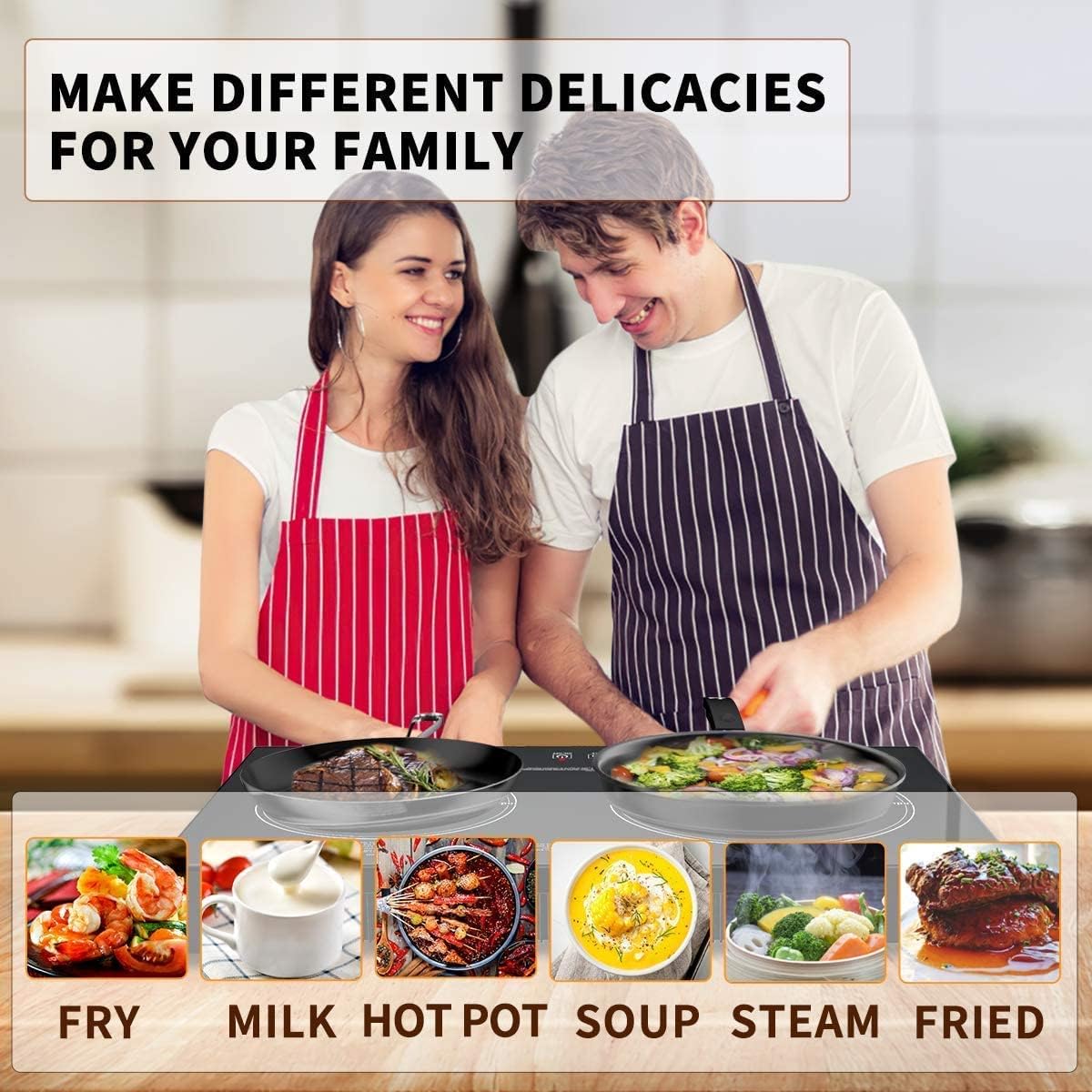 Double Induction Cooktop,Sandoo 1800W Electric Induction Cooker, 6 ...