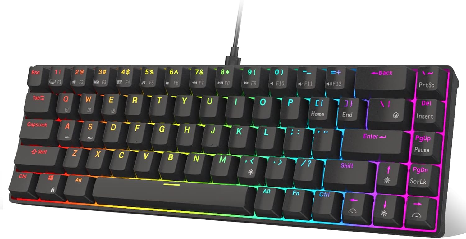 RK ROYAL KLUDGE RK68 (RK855) Wired 65% Mechanical Keyboard, RGB Backlit ...