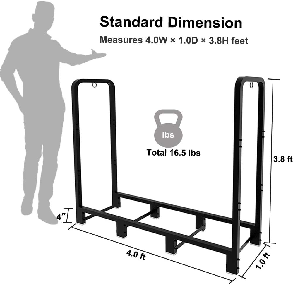 Artibear 4ft Outdoor Firewood Rack, Upgraded Adjustable Heavy Duty Logs ...