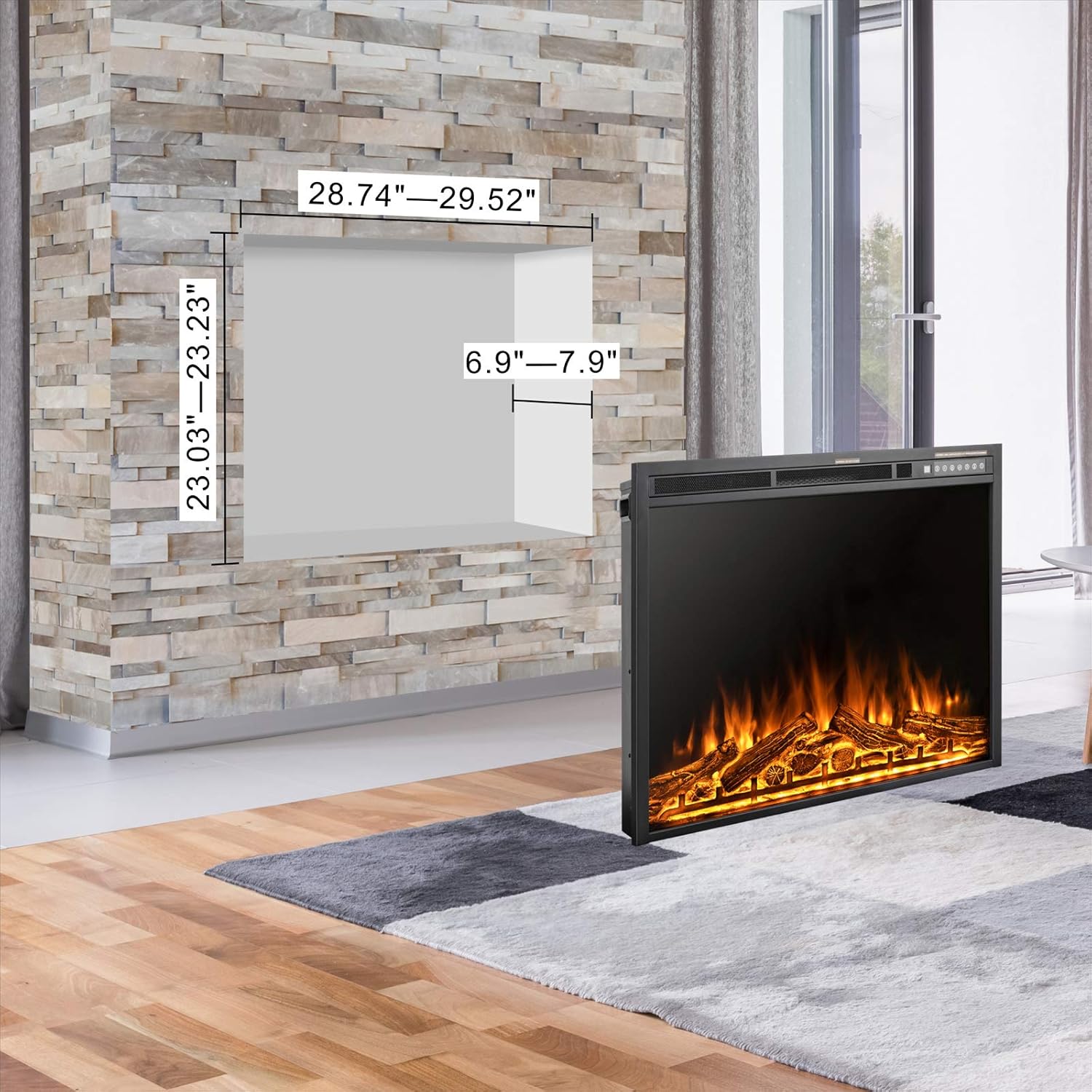 Xbeauty 28 Inch Electric Fireplace Insert, Infrared Electric Fireplace ...