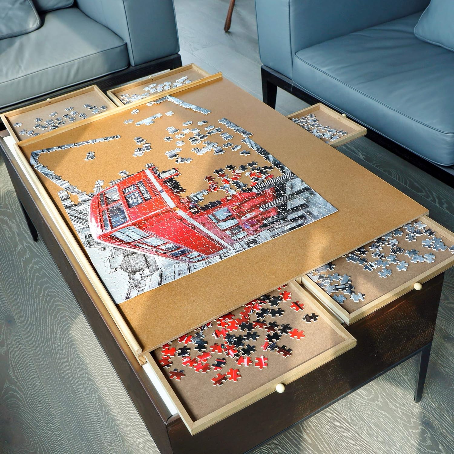 ATDAWN 1500 Pieces Upgraded Wooden Jigsaw Puzzle Table, Jigsaw Puzzle ...