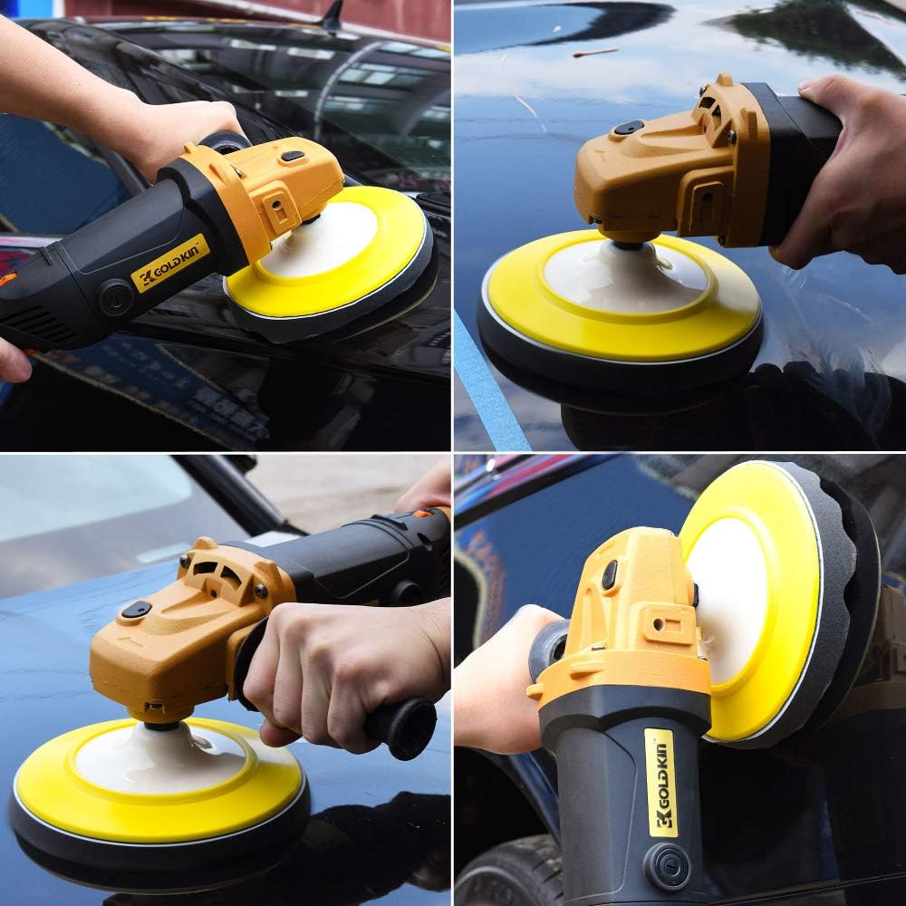 Buffer Polisher, GOLDKIN 1400W 6-Speed Variable Speed Polisher, Rotary ...