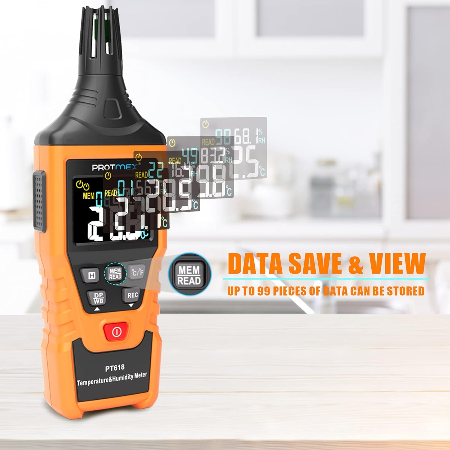 Temperature Thermometer Handheld Temperature Humidity Dew Point Meter ...