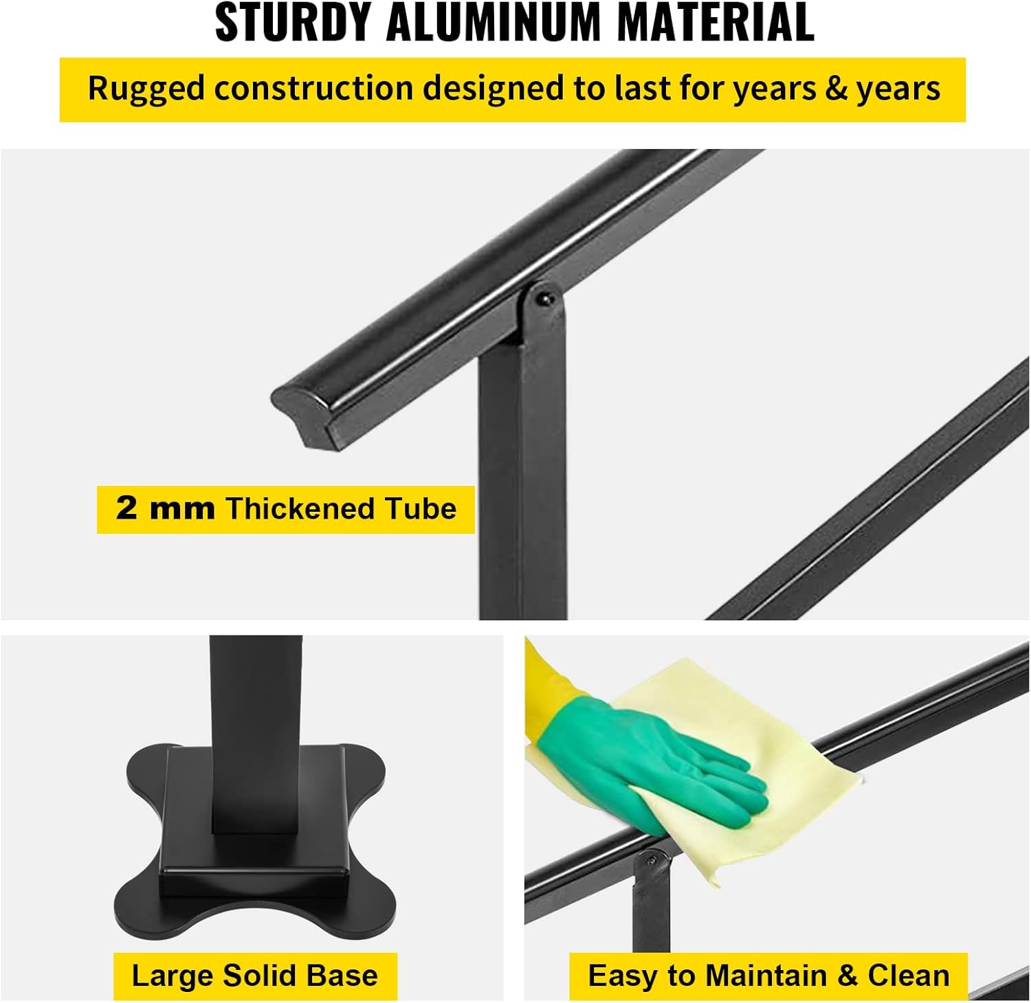 VEVOR Outdoor Handrail 165LBS Load Handrail Outdoor Stairs Aluminum ...