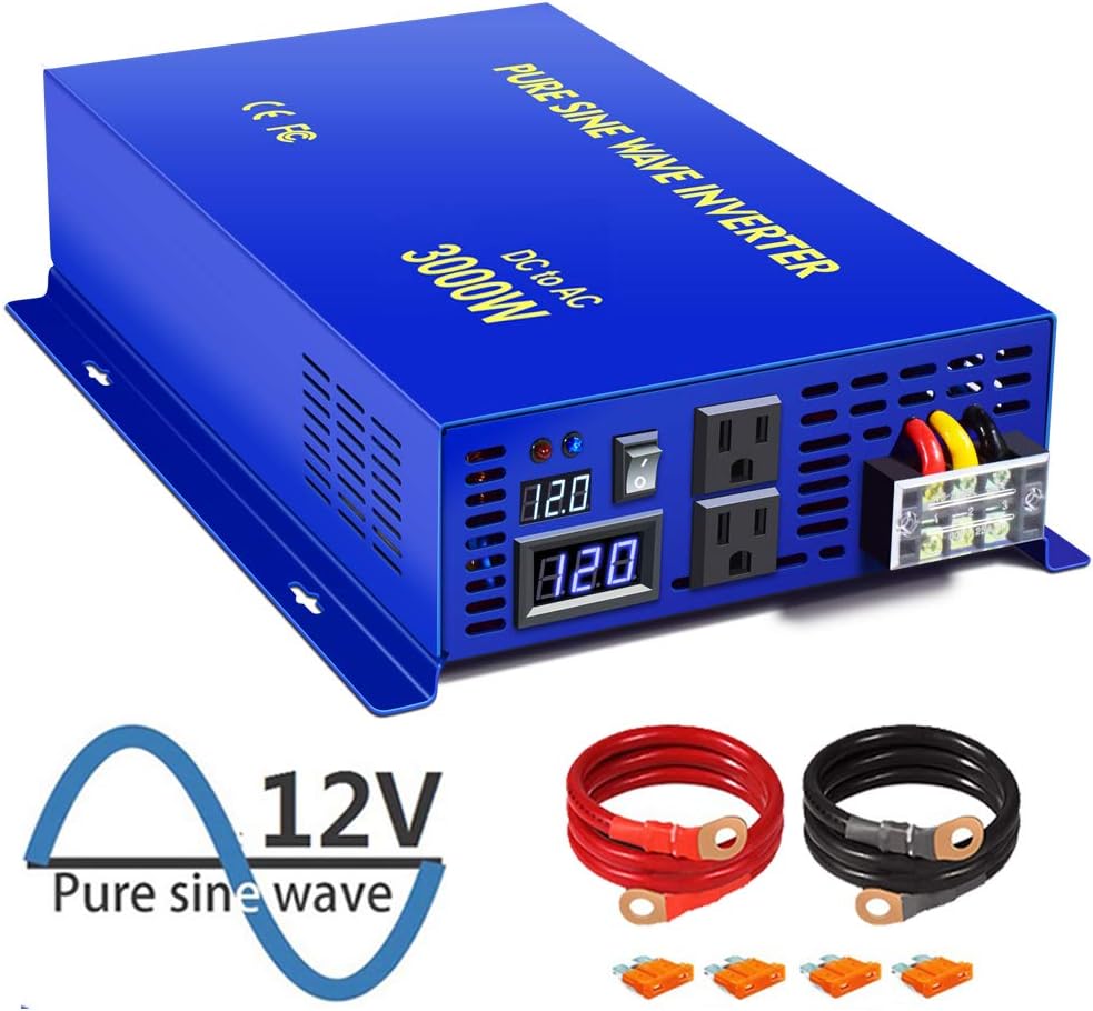 XYZ INVT 3000 Watt Inverter Pure Sine Wave, Power Inverter 12V to 110V ...