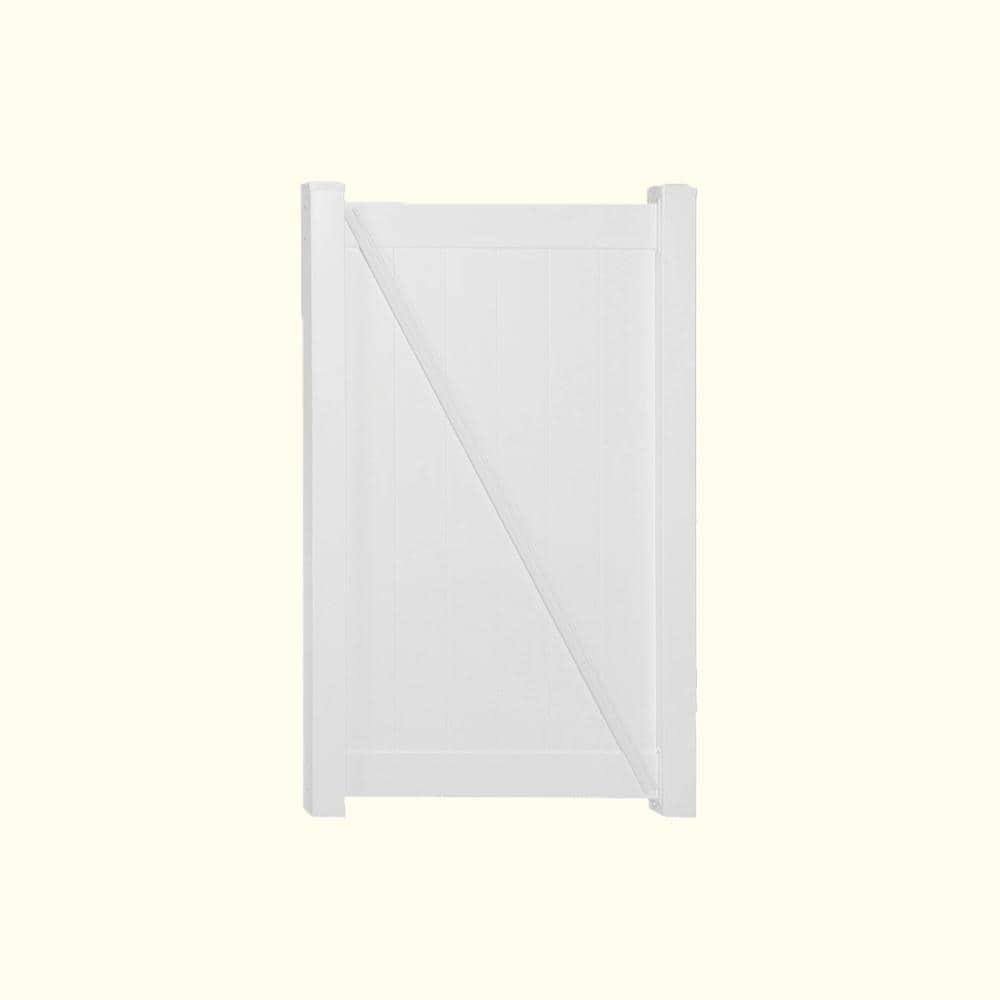 Weatherables Pembroke 3.5 ft. W x 5 ft. H White Vinyl Privacy Fence ...