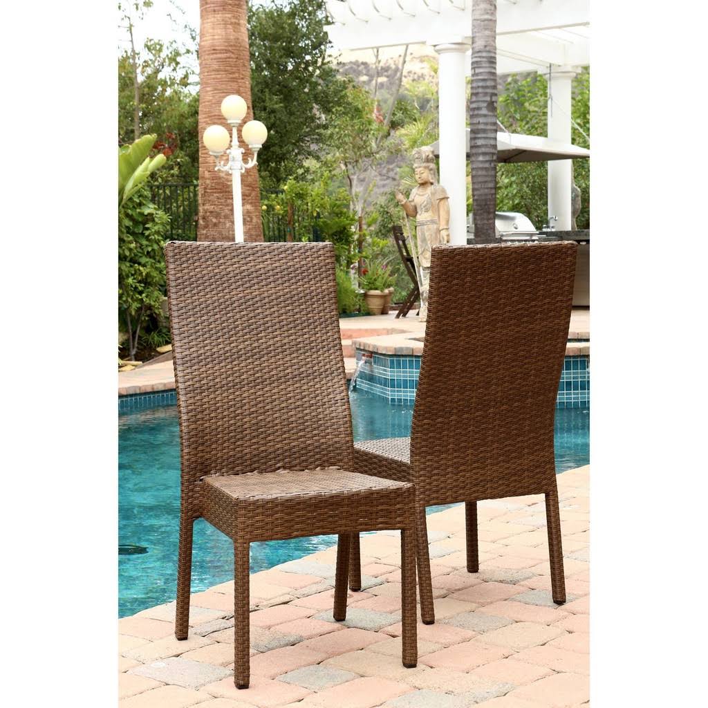 Devon and Claire Viking Outdoor Brown Wicker Dining Chairs Set of 2 ...