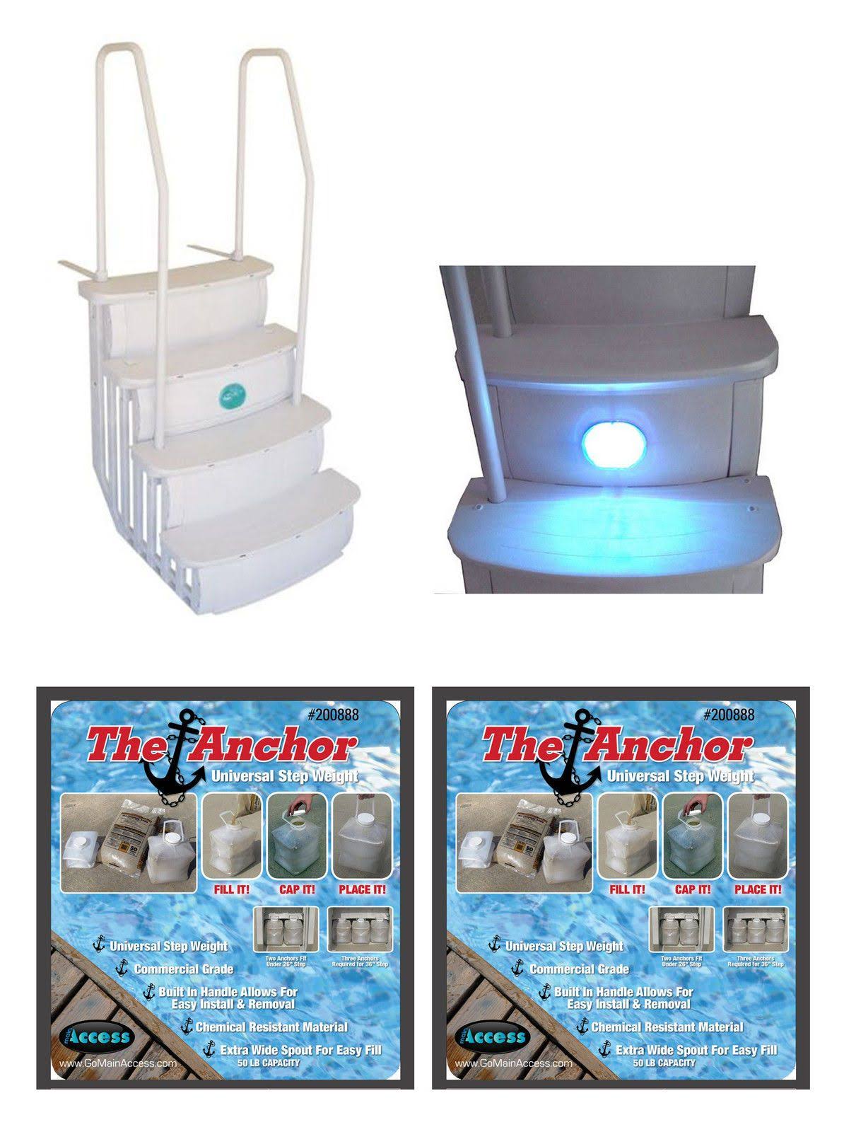 Main Access iStep Above Ground Pool Entry Steps Ladder W LED Light + 2 ...