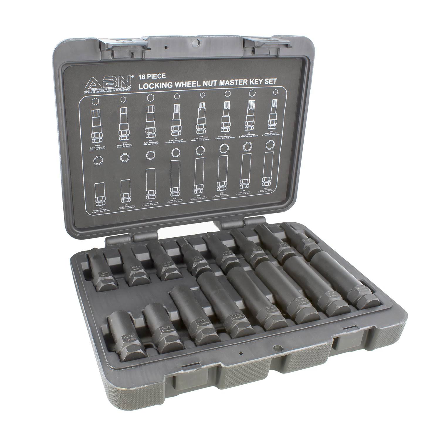 Abn Wheel Lock Removal Tool Kit Lug Nut Key Set 16p SAE/Metric Master ...
